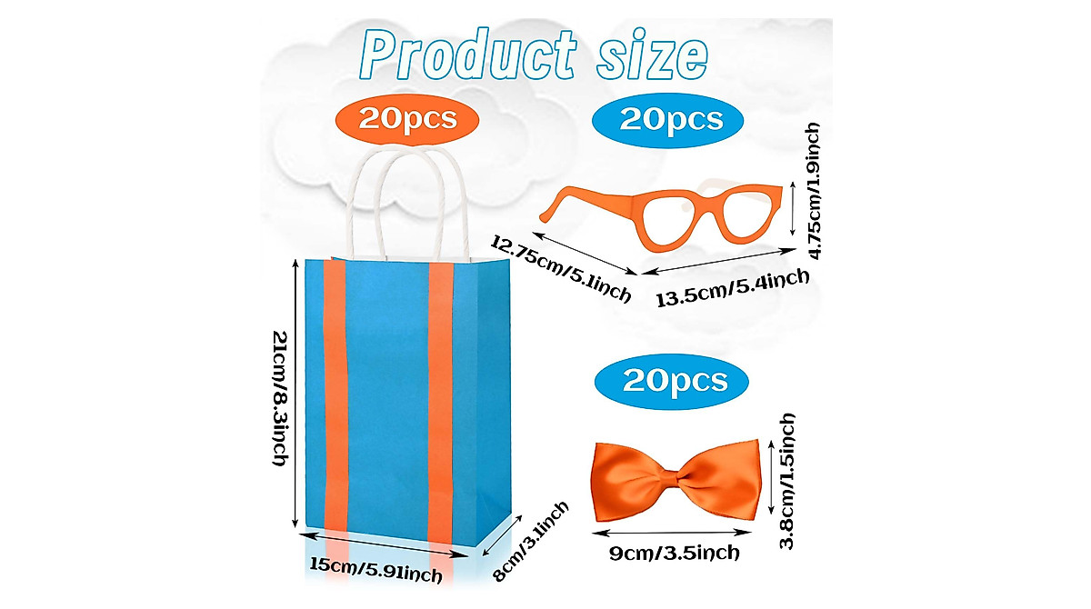 Bolsome 20Pcs Orange Blue Party Favor Bags with 20Pcs Paper Glasses and ...