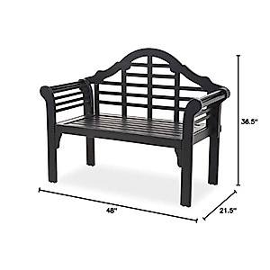 Plow & Hearth 62A79-BK Lutyens Eucalyptus Wood Garden Bench, Black