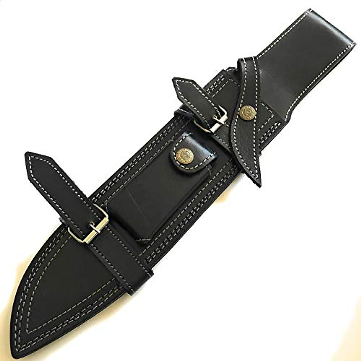 16.5" long custom handmade leather sheath for 10"—10.5" blade boeie knife