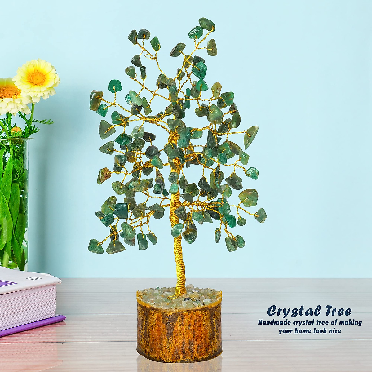 YATHABI Green Aventurine - Crystal Tree for Positive Energy - Chakra Money Tree - Green Adventurine Stone - Chakra Tree - Crystals for Luck - Crystal Bonsai Tree - Crystal Gift