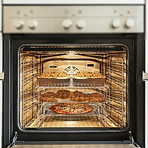 Leonyo Cooling Baking Rack 5-Tier Stackable Stainless Steel Wire Baking Cooking Racks Set for Cookie, Pizza, Cup Cake, Raised & Folding Feet, Oven Safe & Dishwasher Safe, Rust-Resistant - 15’’ x 10’’