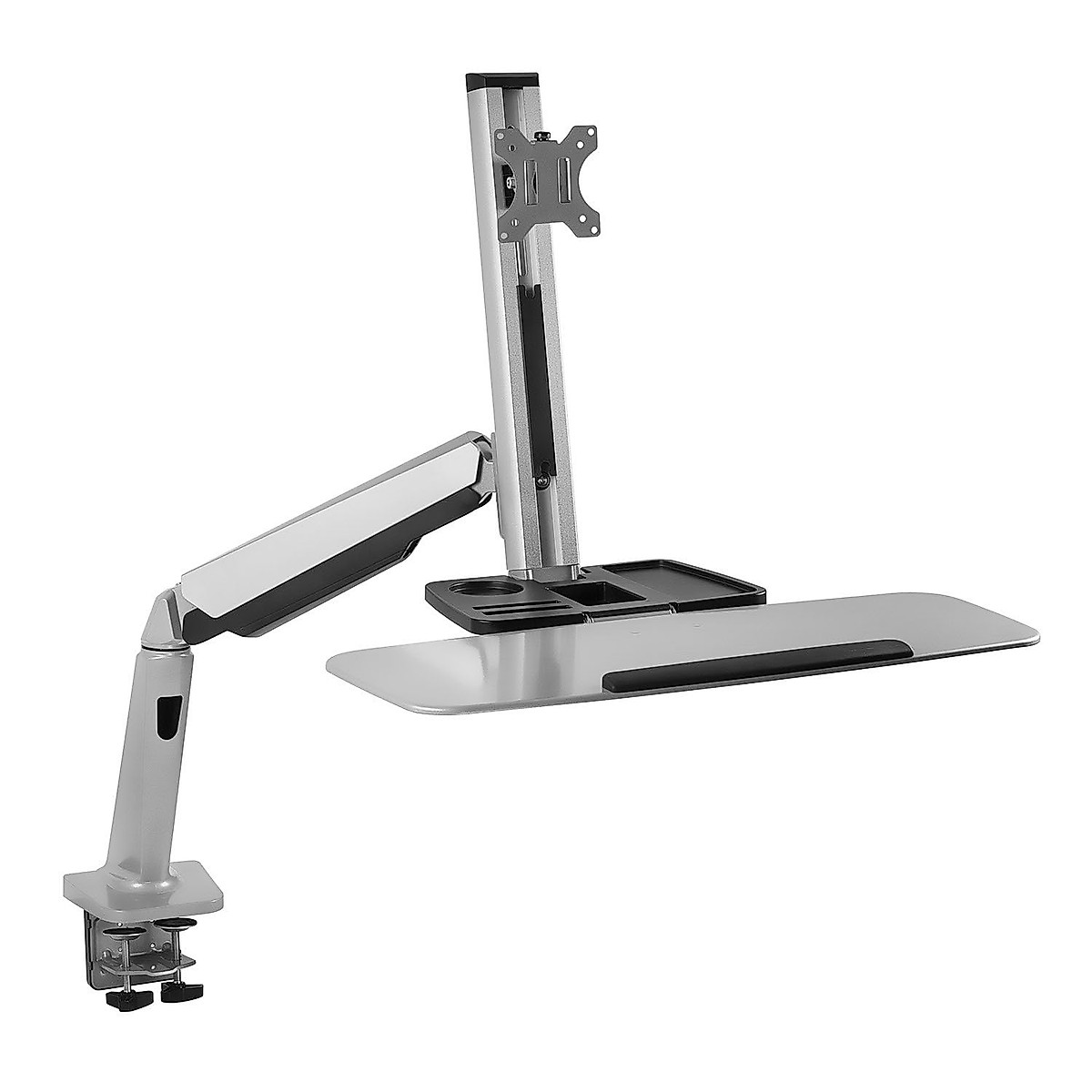 Mount-It! Sit Stand Workstation for Single Monitor and Keyboard - Height Adjustable Standing Desk Mount with Monitor Mount and Keyboard Tray