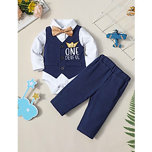 Queenstyle First Birthday Boy Outfit Bowtie Romper 1st Birthday Outfit Boy Gentleman Suit First Birthday Outfit Boy