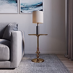 Lavish Home Side Table - Iron Pedestal Table with Antiqued Brass Finish for Couch, Loveseat, Entryway, or Bed - Vintage Living Room Furniture