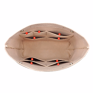 Vercord Extra Tall Felt Bag Organizer Vertical Height Design for Deep Tote and Backpack Bags Red