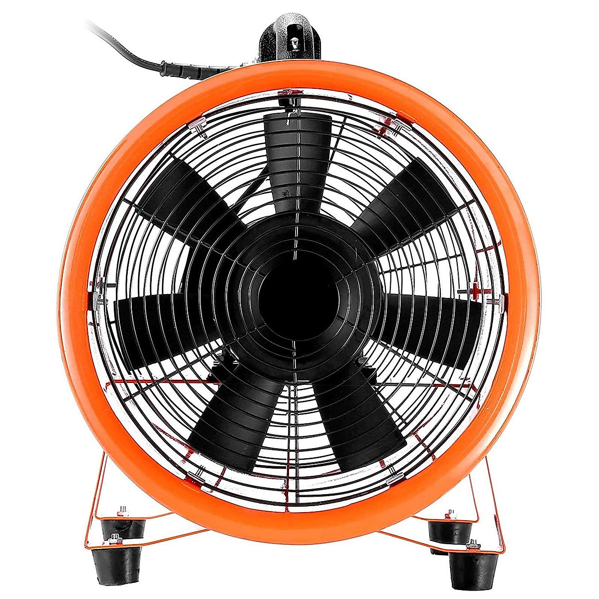 VEVOR 10 Inch Portable Ventilator Fan, High Velocity, Low Noise, 2700m3/h Air Flow, 320W Power, 295Pa Pressure, with 5M Duct Hose, Orange