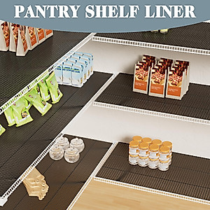 FLPMIX Wire Shelf Liner 16 inch Wide, Standard Size (16 by 197 Inch, Transparent Grey), Waterproof Pantry Shelf Liner, Thick Plastic Kitchen Cabinets Liner for Wire Racks, Heavy Duty Metal Shelves