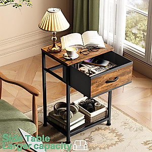 Kitstorack Night Stands Set of 2,End Tables with Drawer for Bedroom Side Table for Home, Small End Table Brown Wood Night Stand Bedroom Nightstands Bedside Table Set of 2 Bedroom Furniture