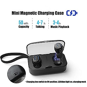Cuifati TI8S Wireless Bluetooth Earphones, Portable Mini Sports Headsets with Mini Portable Charging Box, Ergonomical Clear Stereo Headphones for Cycling and Running(Black)