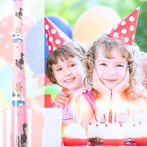 Ja'cor Pink Princesses Christmas Wrapping Paper 1 Roll 20 Sq Ft, Gift Wrap for Birthday Holiday Thanksgiving All Ocassion Presents Party Supplies Bundle with 1-Mini Wrapping Paper Cutter