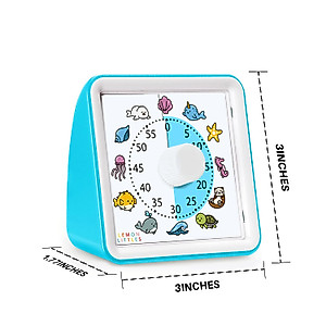 Visual Timer for Kids, Toddler, Autism, ADHD & Preschool Classroom - Animal Silent Countdown Timers - 60 Minute Productivity & Time Management Clock (Sea Creature)