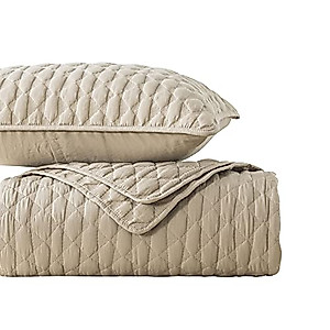 WDCOZY Beige Quit Twin Size Bedding Sets with Pillow Sham, Lightweight Soft Bedspread Coverlet, Quilted Blanket Thin Comforter Bed Cover, All Season Summer Spring, Tan Cream, 2 Pieces, 68x90 inches