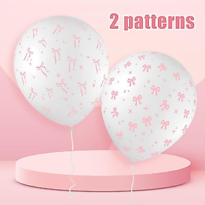 Juome 32 Pcs Pink Bow Balloons Party Decorations - Coquette Bows Birthday Decorations, Bow Theme Decor for Girls Birthday, Bachelorette Decorations, Bridal Engagement Decor, Baby Shower Decoration