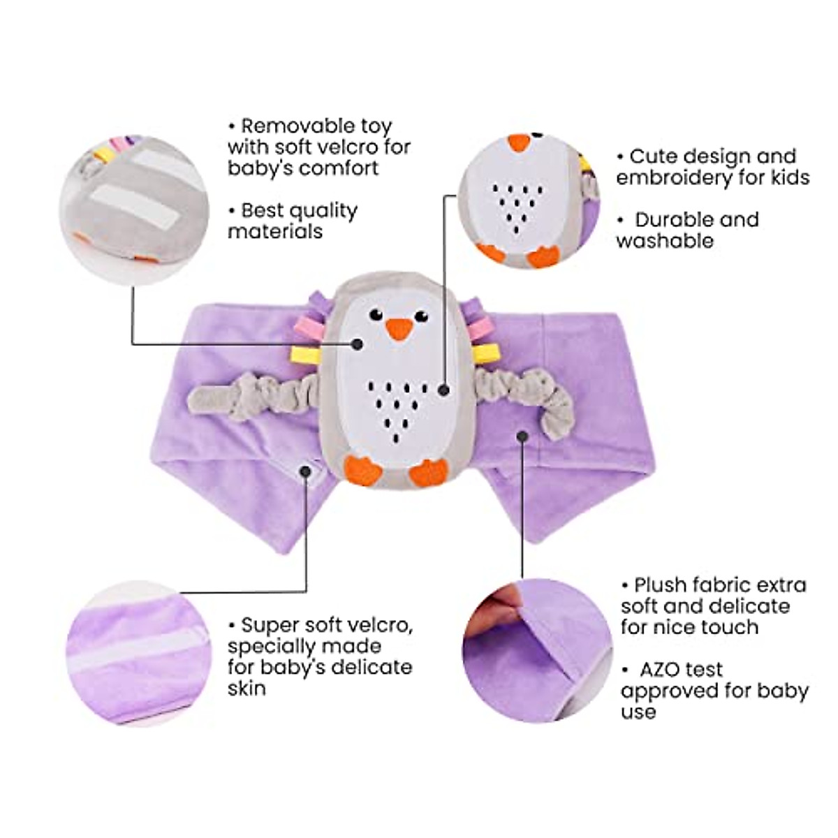 Superse Colic and Gas Relief for Newborns - Colic Calm Baby Heating Pad Belly Band for Upset Stomach and Baby Reflux - Warm Aroma Stomach Band for Fussy Infant Gas with Washcloth (Purple penguin)