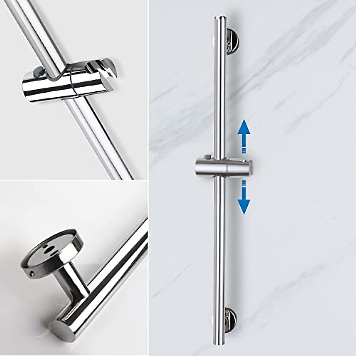 BANGPU Chrome Shower Slide Bar, Bathroom Shower Slide Bar with Adjustable Handheld Shower Holder, Stainless Steel Slide Slide Bar Wall Mount