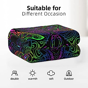 Psychedelic Sea Turtle Fleece Throw Blanket Plush Soft Throw for Couch Bed Sofa, 90 in X 66 in