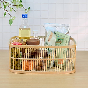 PEMAR Set of 3 Nesting Bamboo Storage Baskets, Decorative Organization Basket, Farmhouse Basket Bins, Rustic Boho Wicker Basket Organiser for Living Room, Bedroom, Pantry Decor