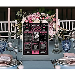 Back in 1955 Birthday Card - 68th Birthday Gift for Women - 68th Birthday Decoration for Her or Him - Table Centerpiece for 68 Years Old Birthday Party - Black and Pink Poster [Unframed 8x10]