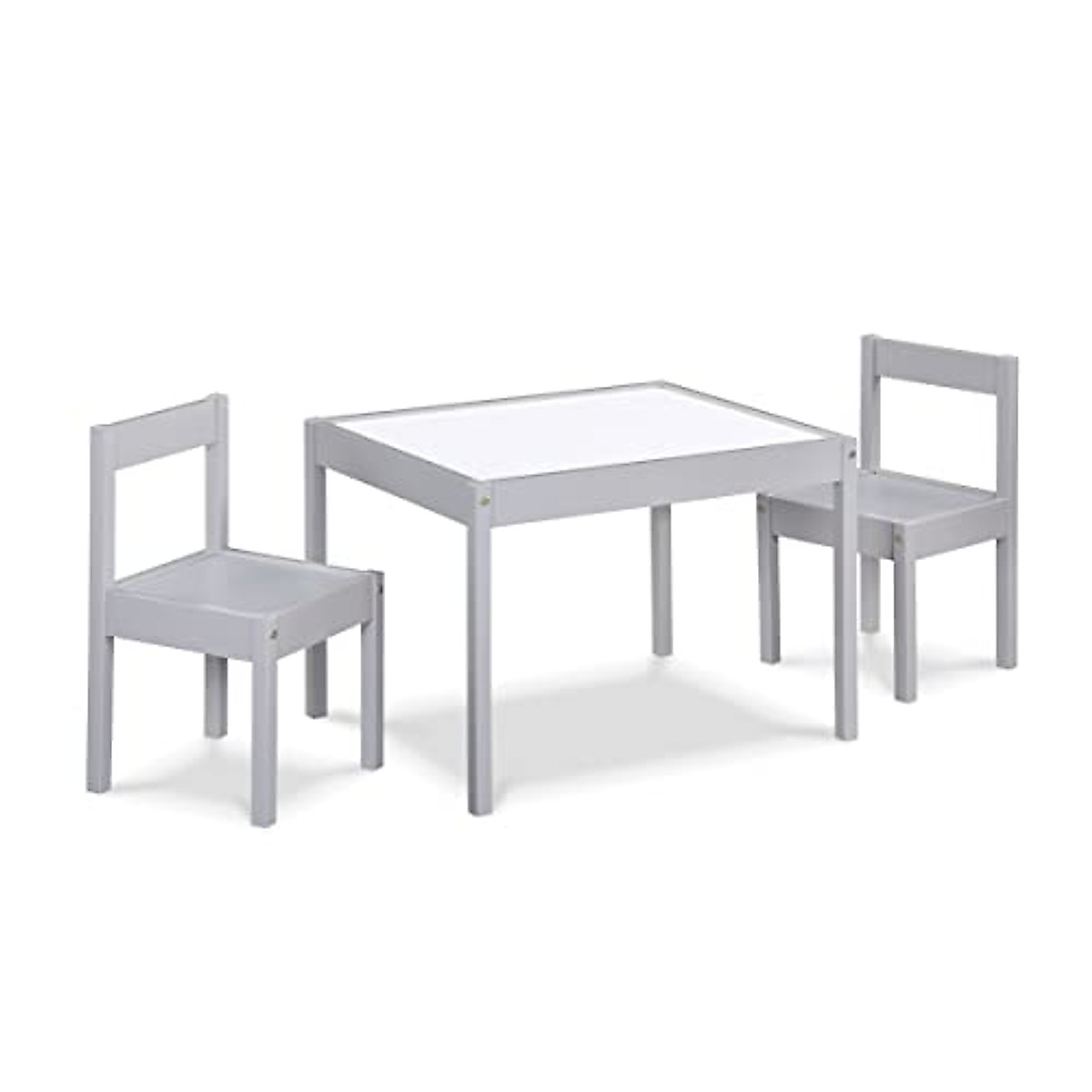 Olive & Opie Gibson 3-Piece Dry Erase Kids Table & Chair Set, Gray