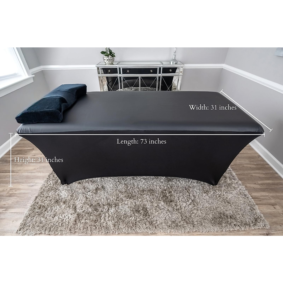 Sophi & Co. Vegan Lash Bed Cover - Wipeable, Reusable and Waterproof Fitted Linen, Excellent Spa Salon Massage Table Linen, Vegan Leather Spa Bed Topper, 1 Count (6ft, Black)