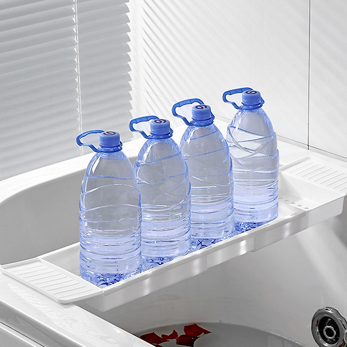 Bathtub Shelf, Retractable MultiFunctional Bathtub Caddy Tray, AntiRust for Bathtub Shampoo