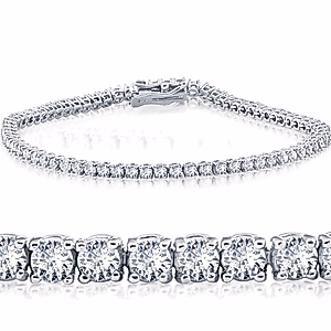 Pompeii3 3 Ct Diamond Tennis Bracelet 14k White Gold 7" Lab Grown Double Locking Clasp Women's Prong Set