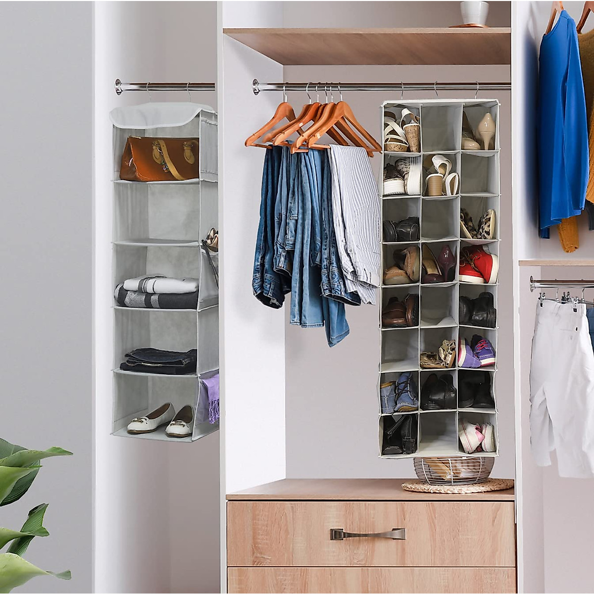 Simple Houseware 5 Shelves Hanging Closet Organizer, Gray