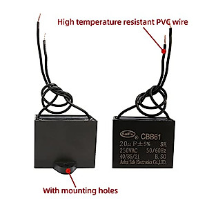 AKZYTUE CBB61 Capacitor 20uf 250V AC Ceiling Fan 2 Wire 50/60Hz for Starting Electric Fan Generator Pump Motor