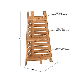 Linon Amzn0326 Finn Bamboo Bathroom Corner Shelf, Brown