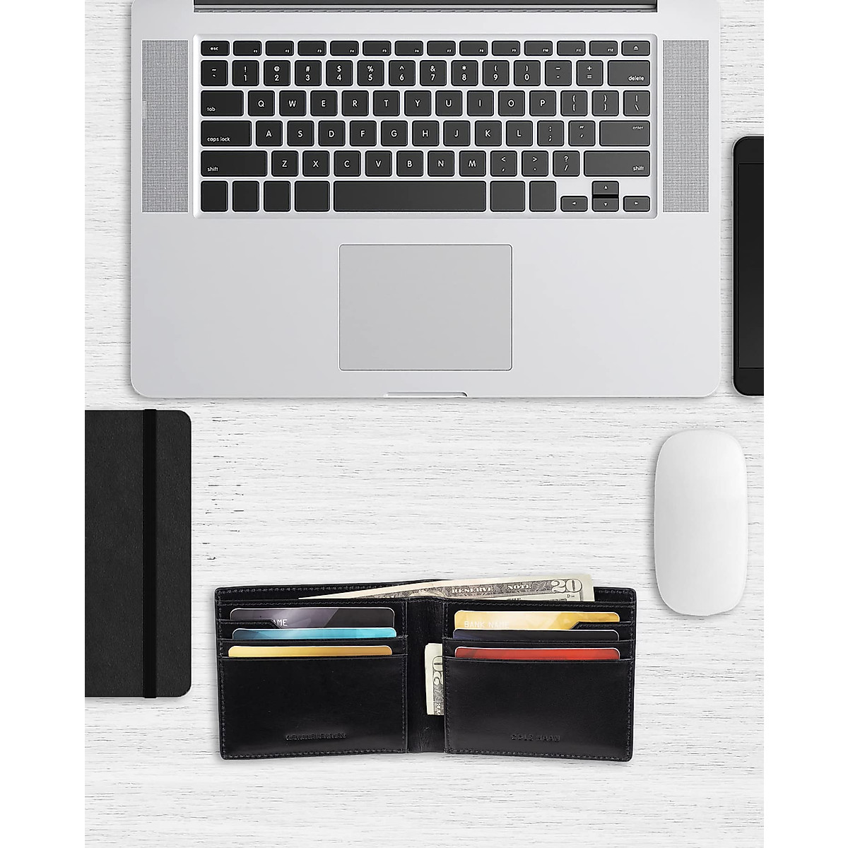 Cole Haan Men's RFID Slim Billfold Wallet, Black Stitch, One Size