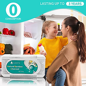 KJOSTW Fridge Deodorizer (2 Pack) - More Effective Than baking soda for fridge and freezer - Natural and Unscented Activated Charcoal Refrigerator Deodorizer - Fridge Odor Eliminator for Freezers