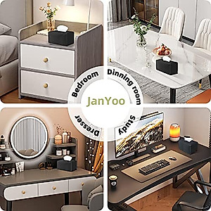 JanYoo Tissue Box Cover,Rectangle PU Leather Tissue Box Holder - Decorative Holder/Cover for Bathroom Vanity Countertop, Night Stands, Office Desk & Car 24X12.5X12.5cm - Black