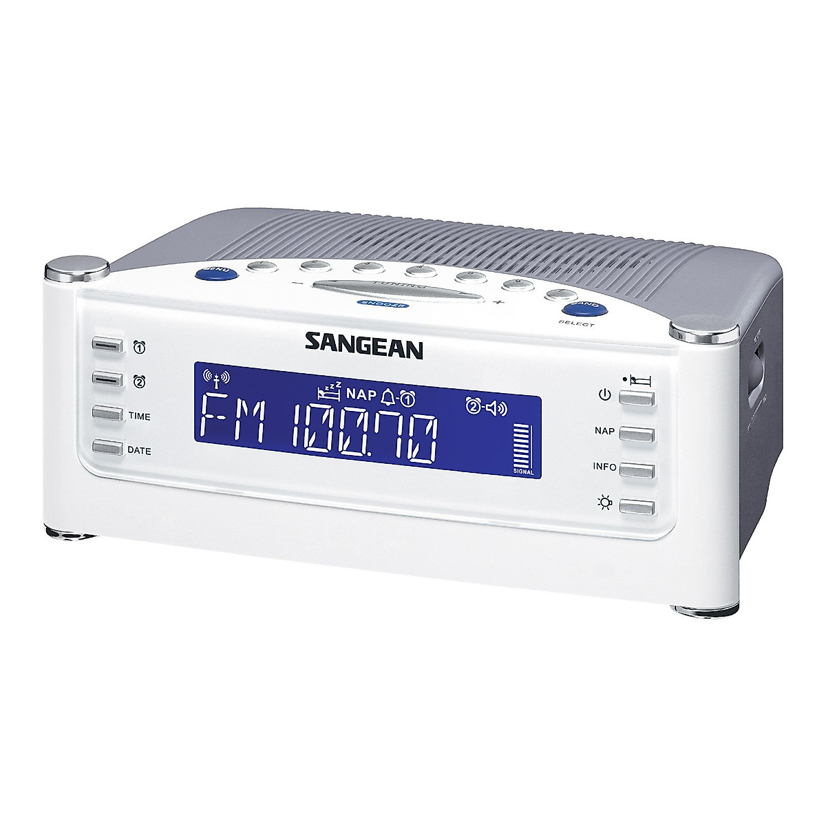 Sangean All in One Weather Atomic AM/FM Dual Alarm Clock Radio with Large Easy to Read Backlit LCD Display