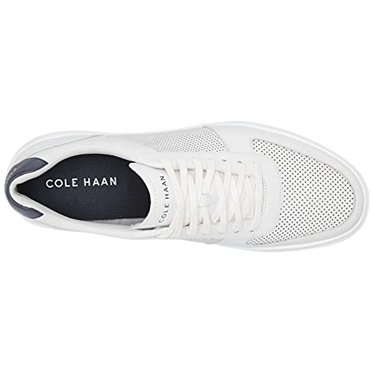 Cole Haan Men's GRAND CROSSCOURT MODERN PERFORATED SNEAKER, OPTIC WHITE/PEACOAT, 8.5