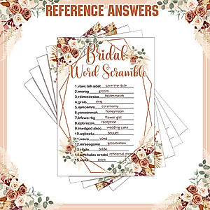 Estune 331 Pcs Bridal Shower Games Supplies, 5 Sets 250 Pcs Wedding Games Cards 1 Put a Ring on It Bridal Shower Games with 60 Pcs Rings and 20 Pcs Pencils(Boho Style)