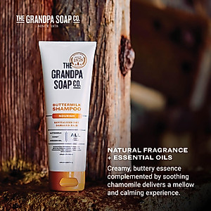 The Grandpa Soap Company Buttermilk Shampoo - Nourishing Formula to Help Revitalize Dry and Damaged Hair, With Honey & Avocado Oil, Vegan, Sulfates and Parabens Free, 8 Fl Oz