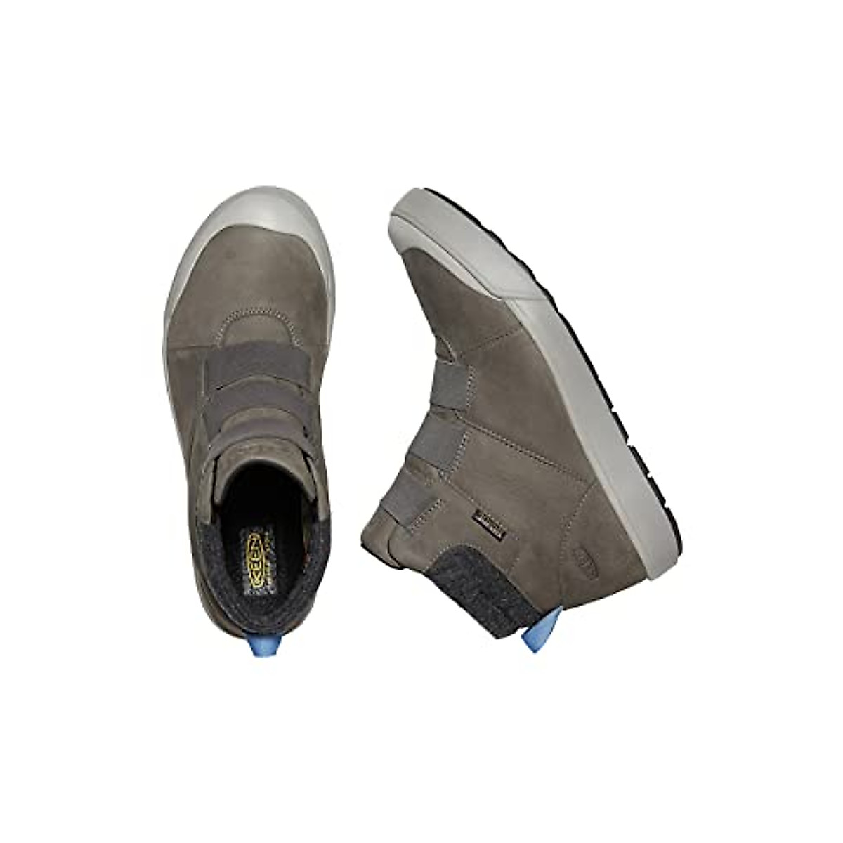 KEEN Women's Elle Winter Mid Height Insulated Waterproof Pull On Ankle Boots, Steel Grey/Blue Shadow, 10