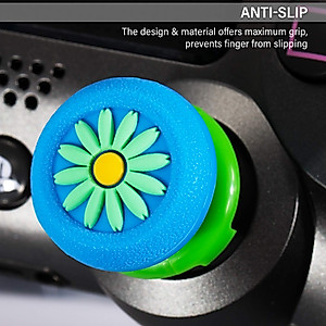 Playrealm FPS Thumbstick Extender & 3D Texture Rubber Silicone Grip Cover 2 Sets for PS5 Dualsenese & PS4 Controller(Daisy Blue)