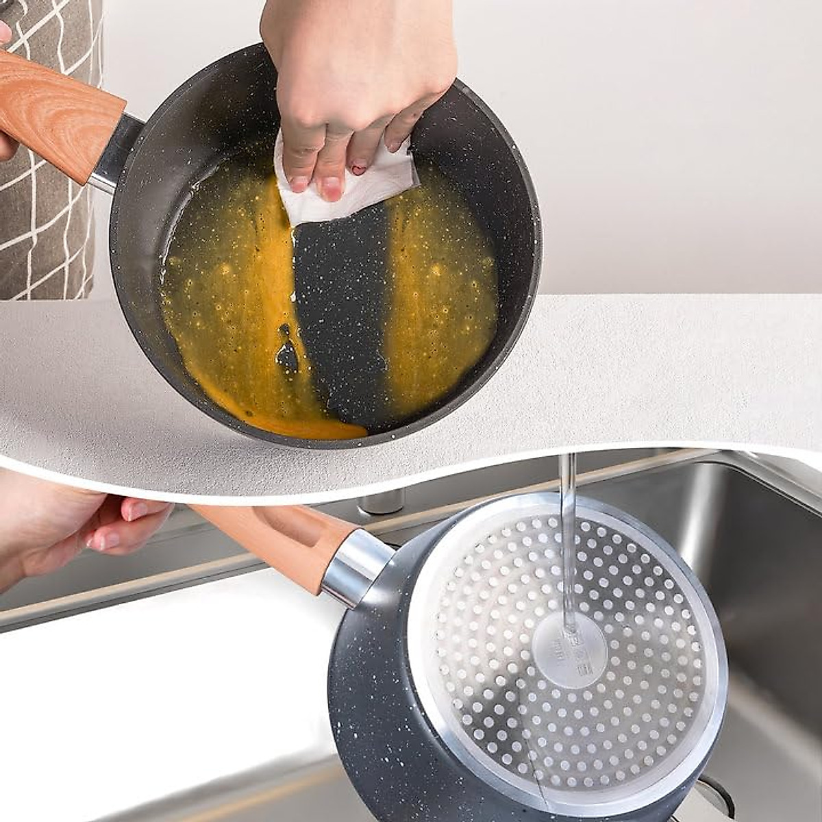 SUPEER 2-Quart Pot with Glass Lid&Wooden Handle,Soup Pan Milk Pan,Non-Stick Cookware for Electric,Induction and Gas Stoves.PFOA Free,Dark Gray