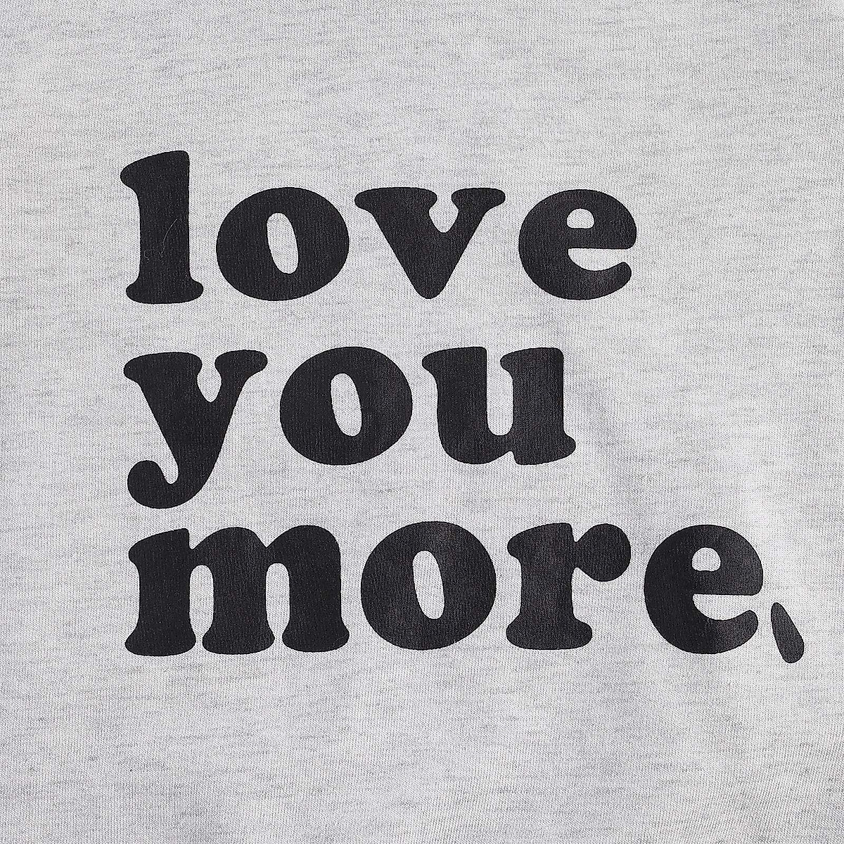 BeQeuewll Toddler Boy Girl Valentines Day Outfit Love You More Letter Crewneck Sweatshirt Little Kids Long Sleeve Sweater Tops (Grey, 6-12 Months)