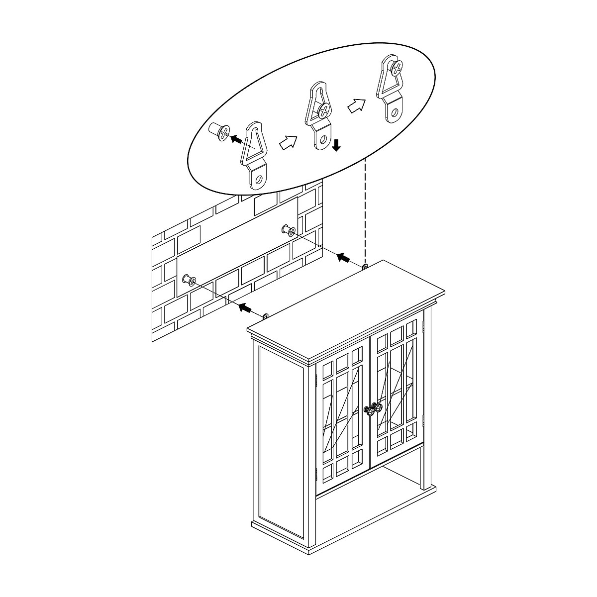 Elegant Home Fashions Neal Removable Wooden Wall Cabinet with 2 Glass Doors, White