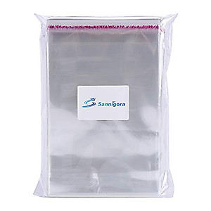 Sannigora 200pcs 3x5 Small Clear Resealable Adhesive Cello/Cellophane Treat Bags - Self Sealing OPP Plastic Bag Great for Bakery Candy Cookies Birthday Party Favors and More