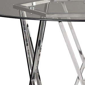 Signature Design by Ashley Madanere Round Contemporary Dining Room Table, Chrome Finish
