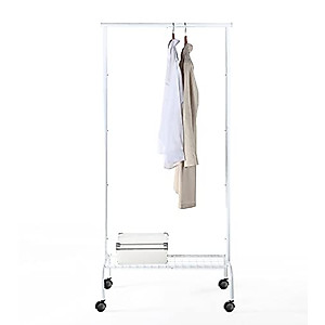 SunnyPoint Durable Compact Rolling Garment Rack with Shelf (GR-1TC, WHT)