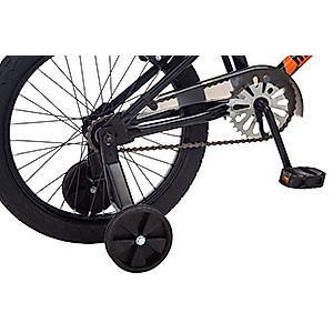 Mongoose Switch Kids BMX Bike, Boys and Girls Bicycle Ages 5-8 Years, 18 Inch Wheels, Bike with Training Wheels, Low Stand Over Frame, Foot and Hand Brakes,Black
