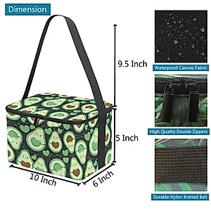 ZZXXB Avocado Love Heart Insulated Lunch Bag Cooler Reusable Lunch Box School Office Travel Picnic Tote Bag for Women Men Kids