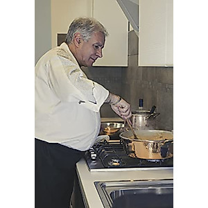 CREARTISTIC 100% Made in Italy Copper pot – Italian Risotto Copper Chef Pot - 12,6x3,7 inch, 5.8 Qt – 2 Brass Handles - Hand Hammered - Practical spout - Rice cooker – Italian Cookware - Pure Copper