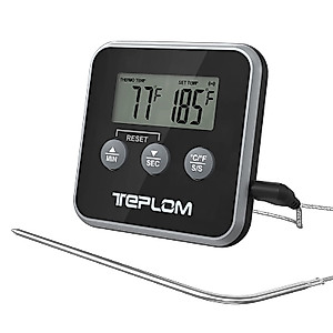 Meat Thermometer Digital Instant Read Kitchen Cooking Food Candy Thermometer Timer with Stainless Steel Probe Magnet for Oil Deep Fry BBQ Grill Smoker Baking Liquids Beef Oven Thermometer