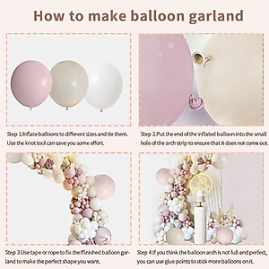 Fog Pink Sand White Boho Ballloons, 144pcs Blush Beige White Pink Balloons for Girl Women Baby Shower Bride Shower Party Decorations……