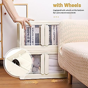 Homde 3 Pack Closet Organizer Stackable + 2 Pack Storage Bins 57.8QT with Lids and Wheels